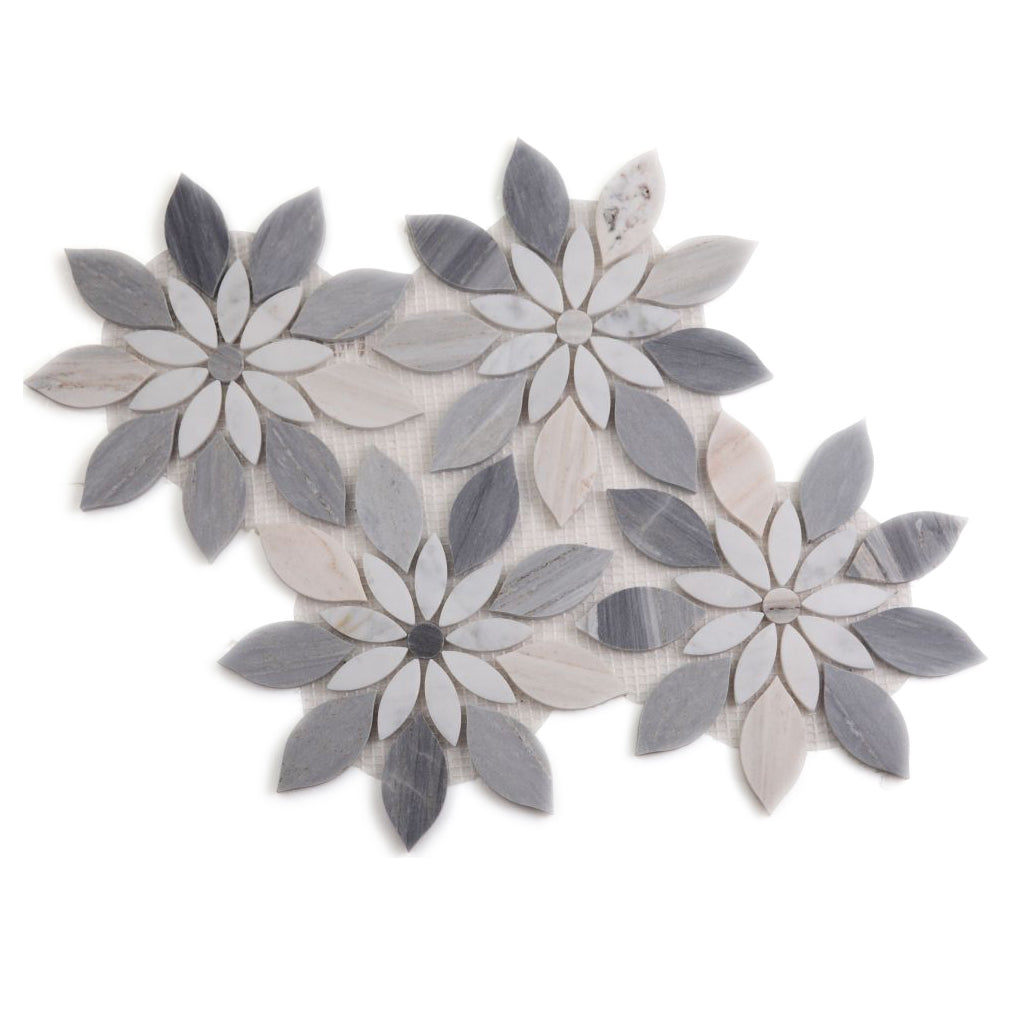 Elysium Tiles Daisy Bloom Blue 11.75" x 13.25" Mosaic Tile – GVG Stone ...