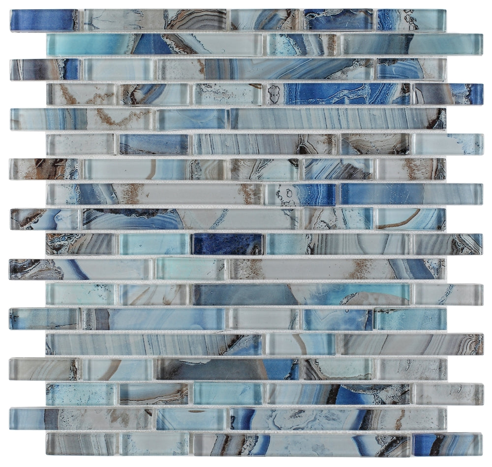 Elysium Tiles Linear Shell Blue 11.75" x 12" Mosaic Tile – GVG Stone ...