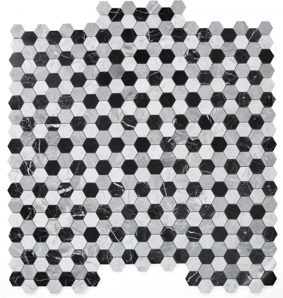 Elysium Tiles Hexagon Moonlight 11.75" x 12" Mosaic Tile – GVG Stone ...